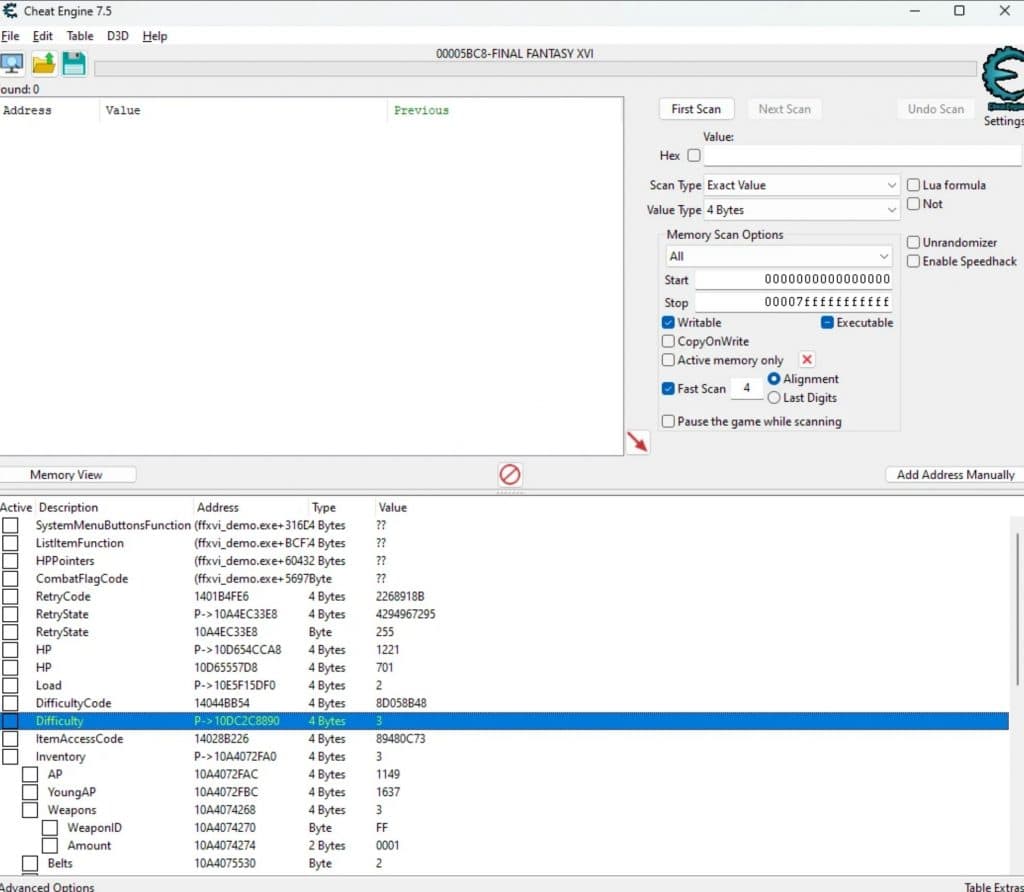 Cheat Table to Unlock FF Mode and Ultimaniac Mode Difficulty | Final Fantasy 16 Mod